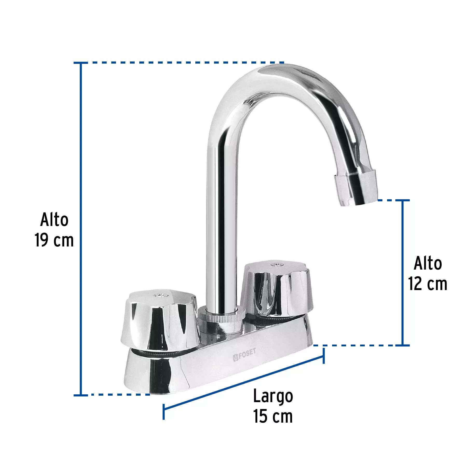 Mezcladora 4" para lavabo, cuello bar | Foset