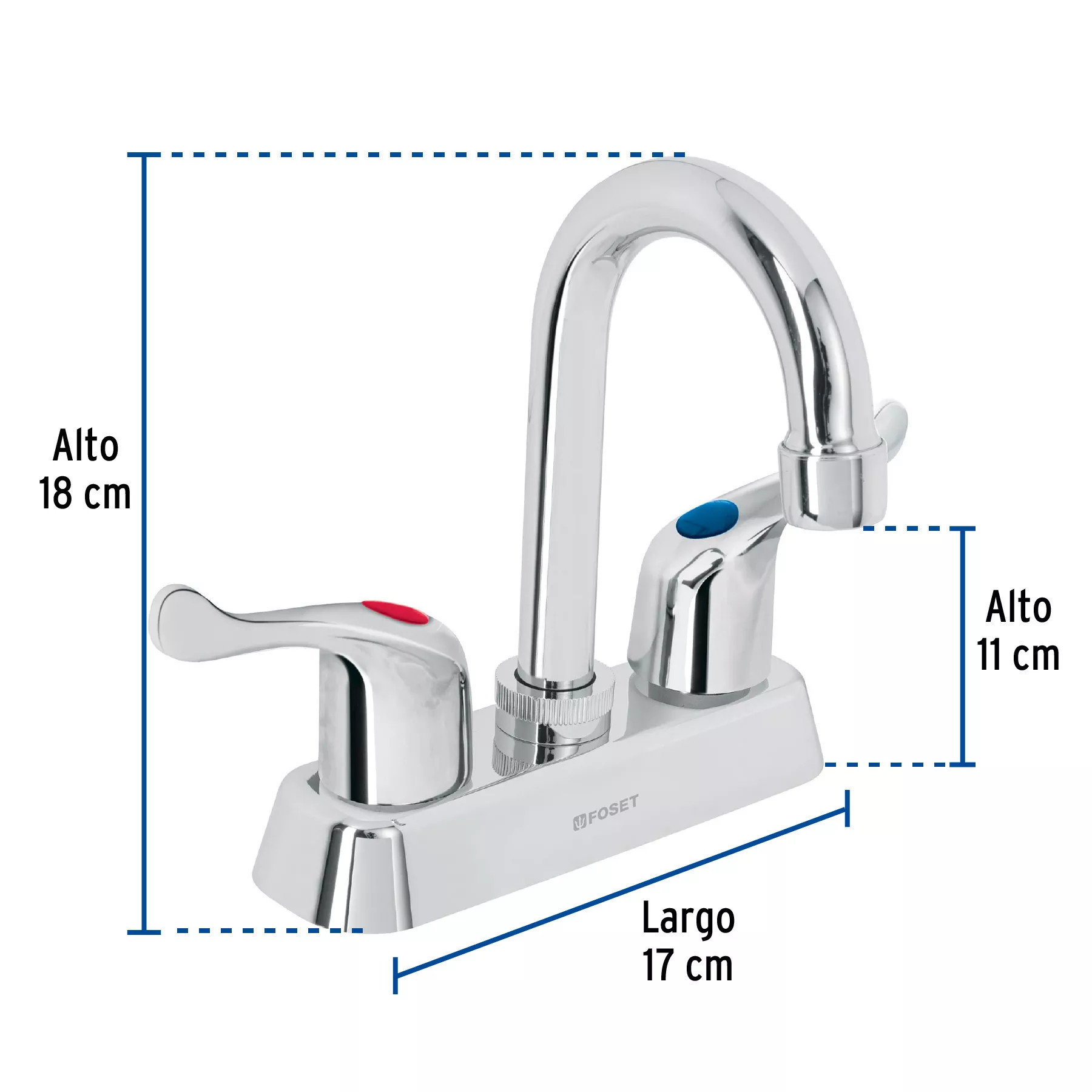 Mezcladora 4" lavabo, ABS, cuello bar, palanca | Foset