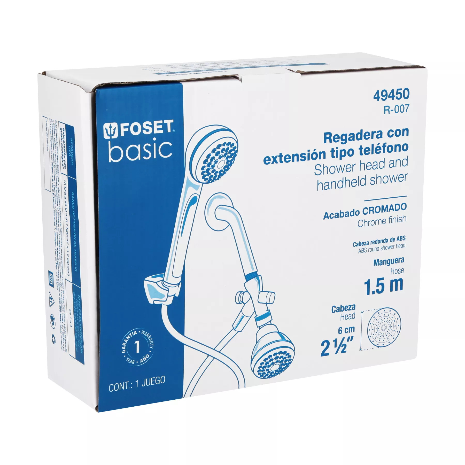 Regadera 2-1/2" tipo teléfono, FOSET BASIC | Foset