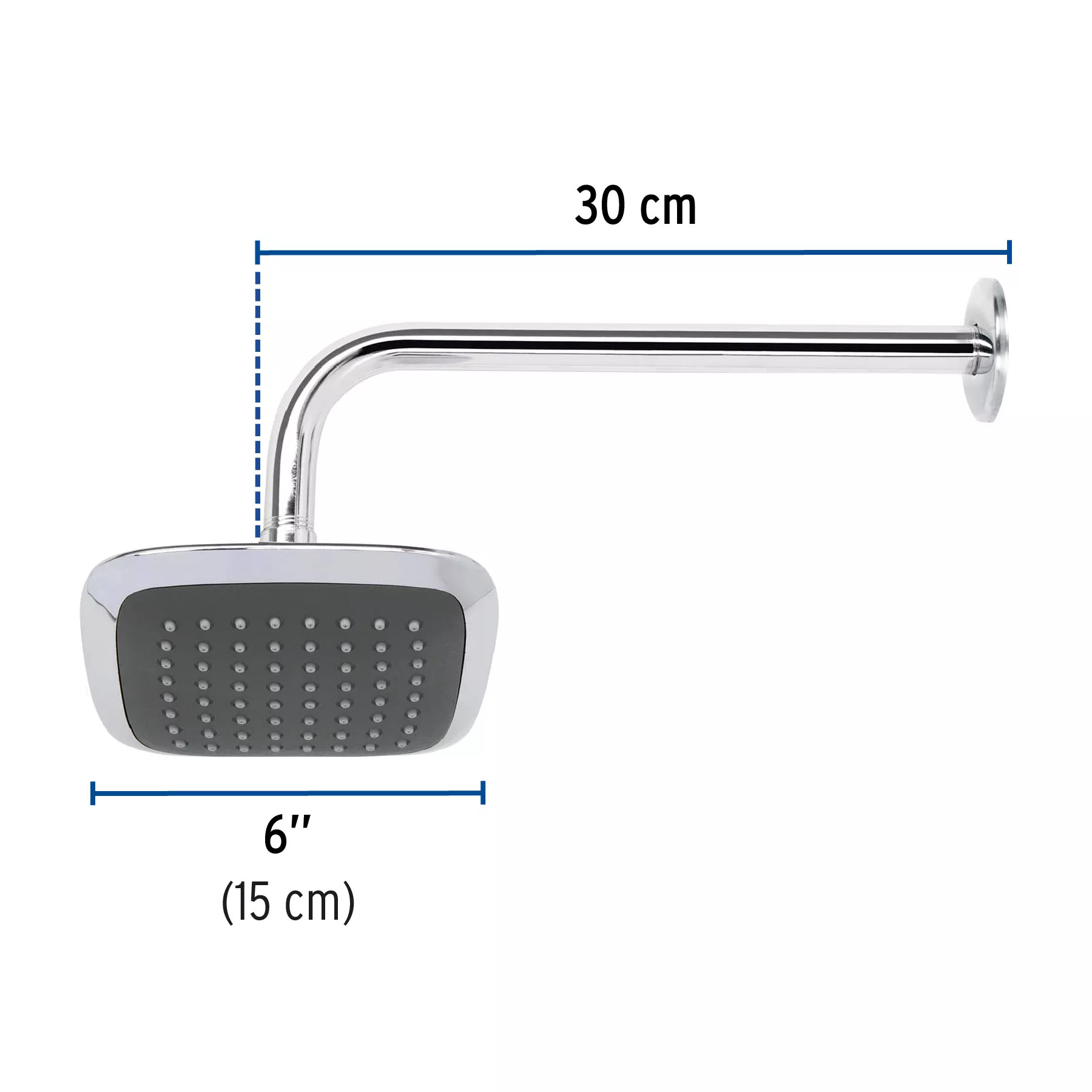 Regadera cuadrada 6" AERO, cromo, ABS | Foset