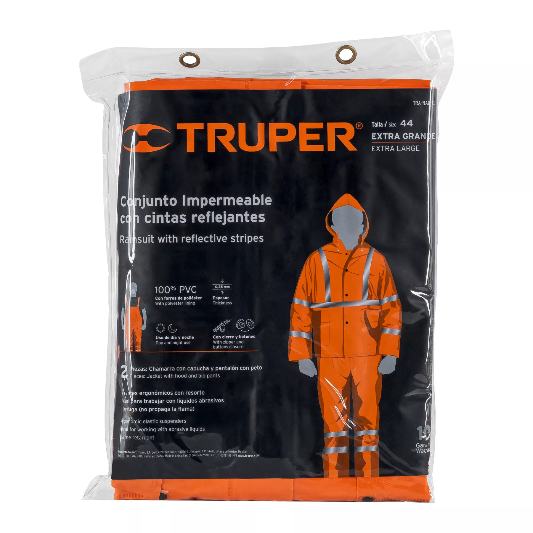 Conjunto impermeable reflejante naranja XG... | Truper