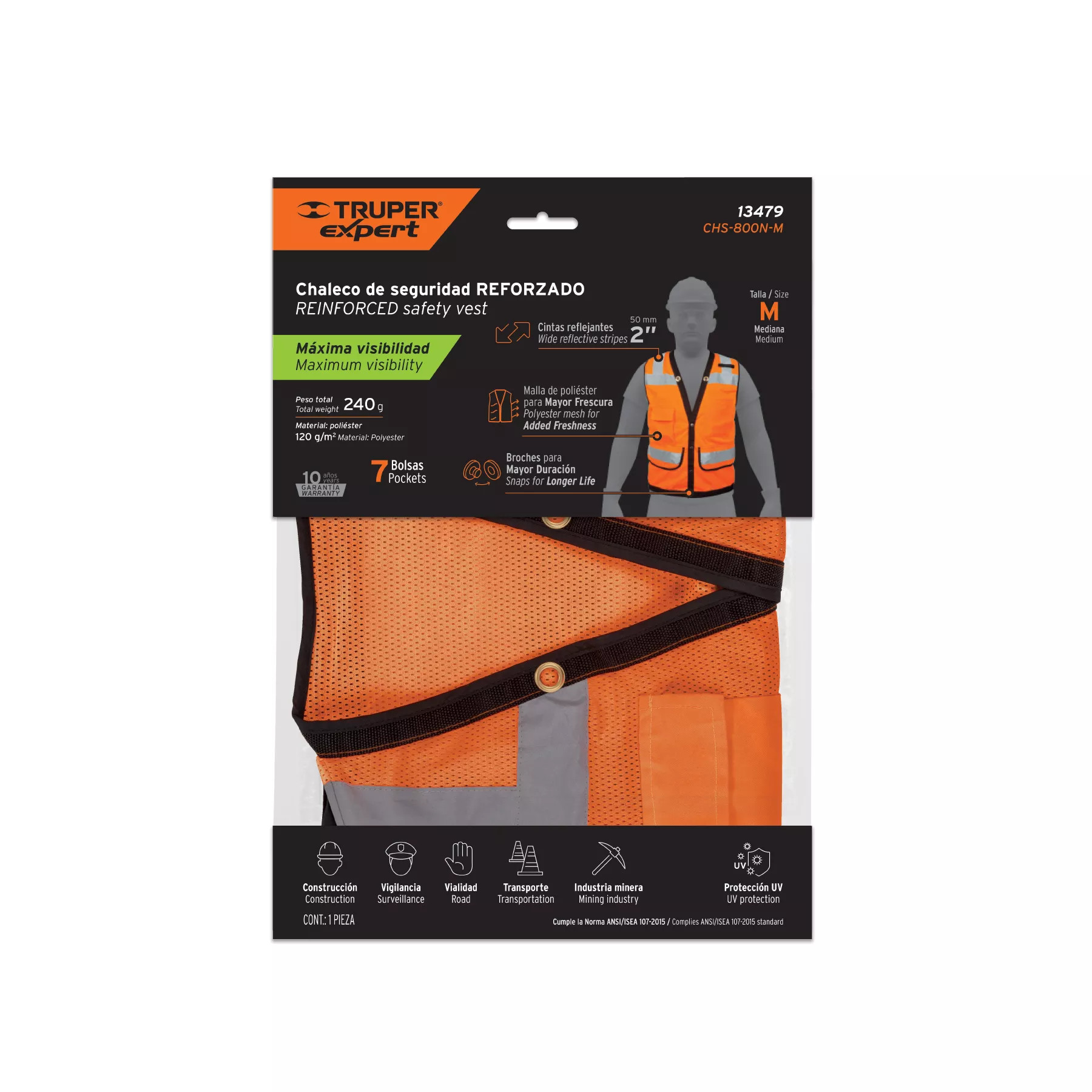 Chaleco seguridad reforzado naran... | Truper Expert
